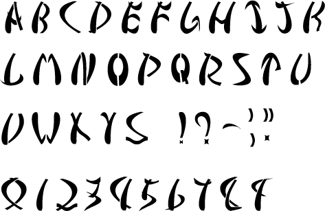 Samurai complete uppercase alphabet letter and number stencil ...